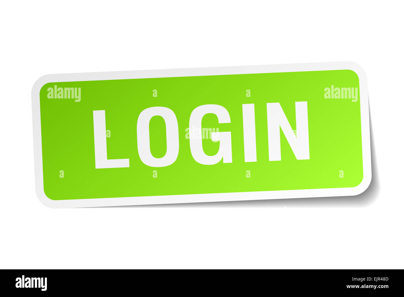 login green square sticker on white background Stock Photo - Alamy