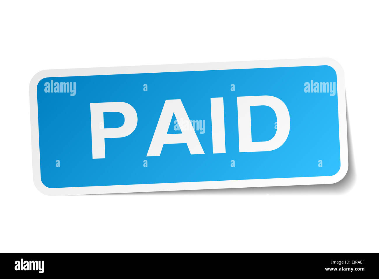 paid blue square sticker isolated on white Stock Photo - Alamy