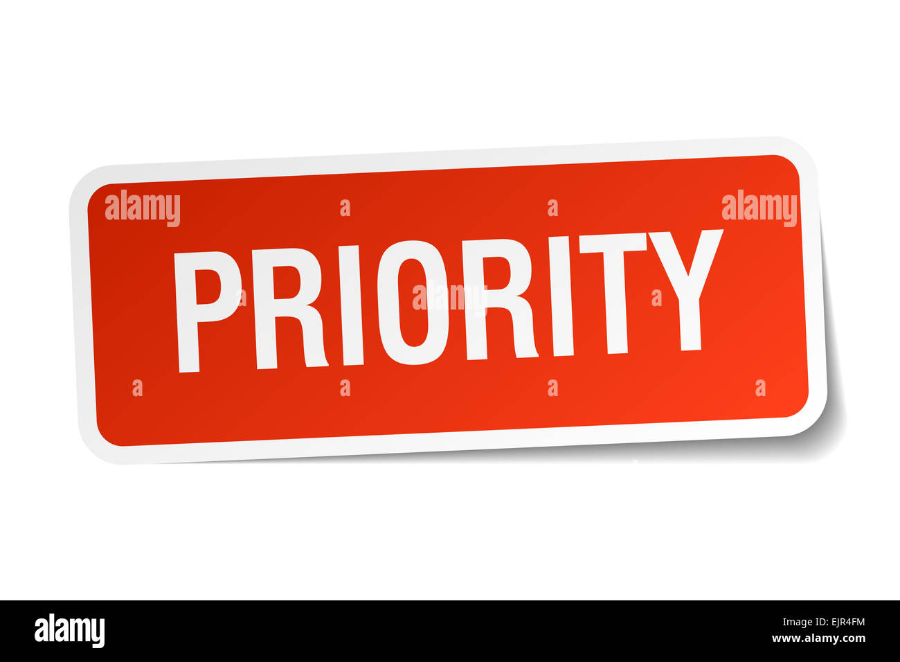 priority red square sticker isolated on white Stock Photo - Alamy