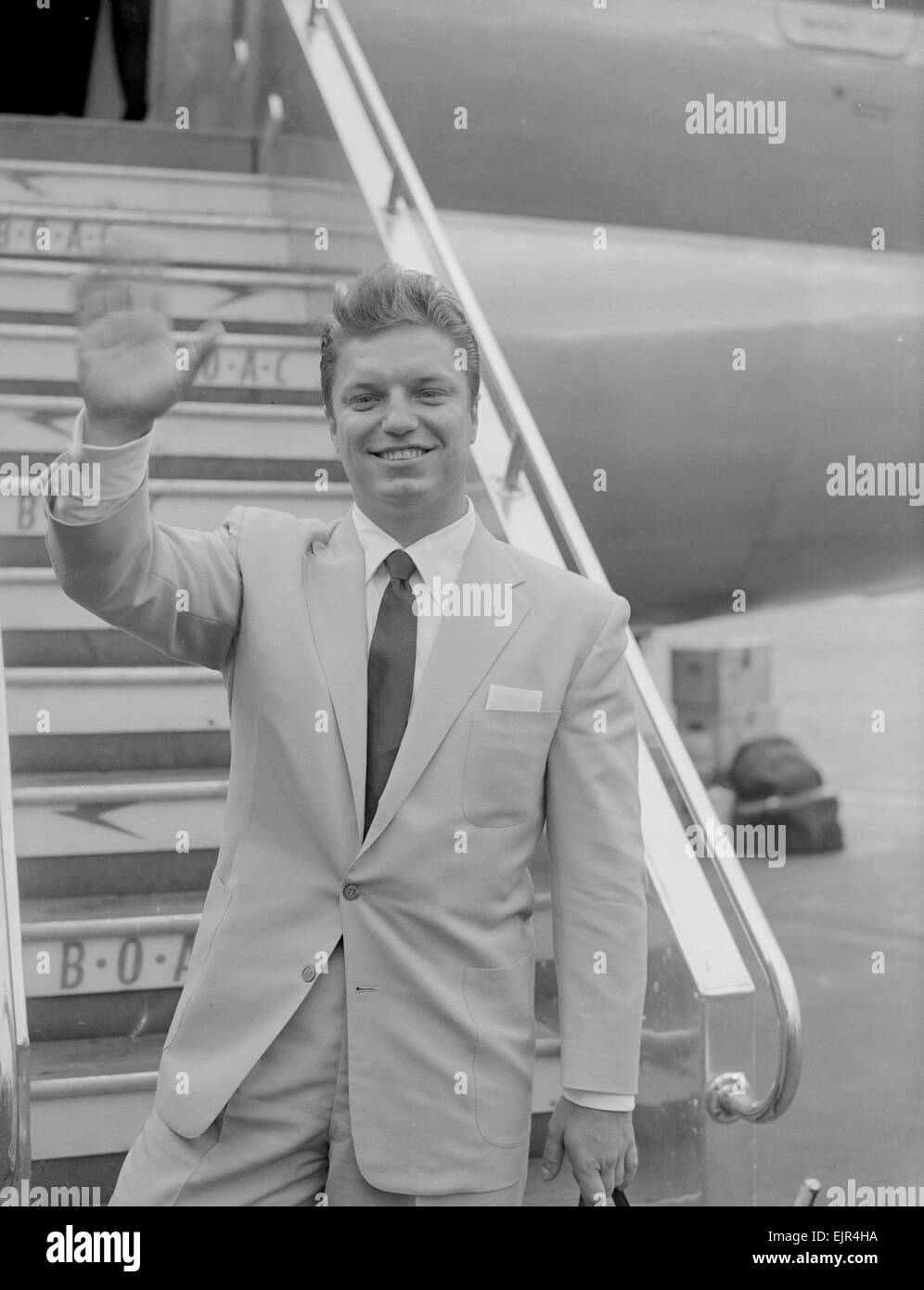 American singer Guy Mitchell seen here arriving at London, Heathrow ...