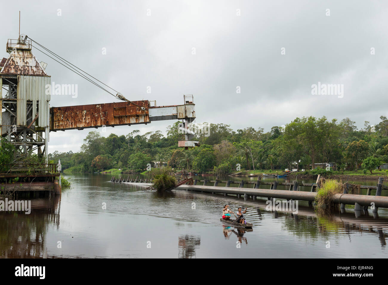 Old rice factory at the Nickery river, Wageningen, Suriname Stock Photo ...