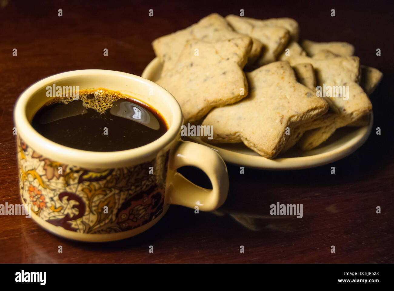 coffee and shortbread stars Stock Photo - Alamy