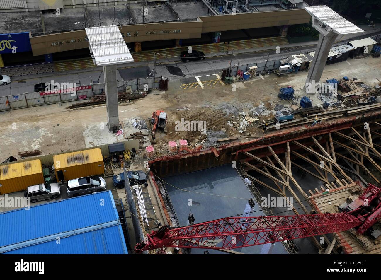 Construction work continues on Macau's Light Rail system at the planned ...