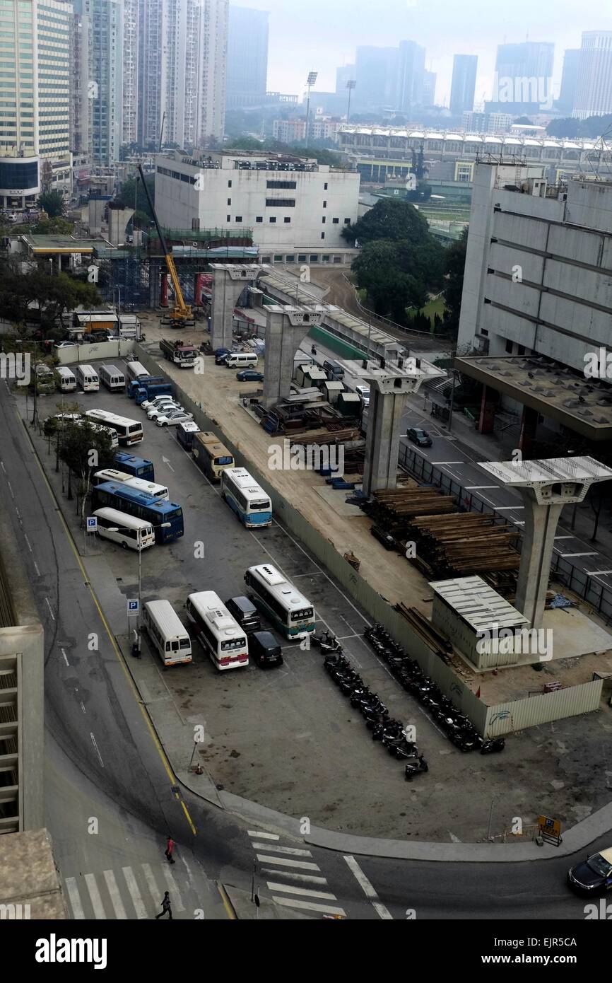 Construction work continues on Macau's Light Rail system at the planned ...