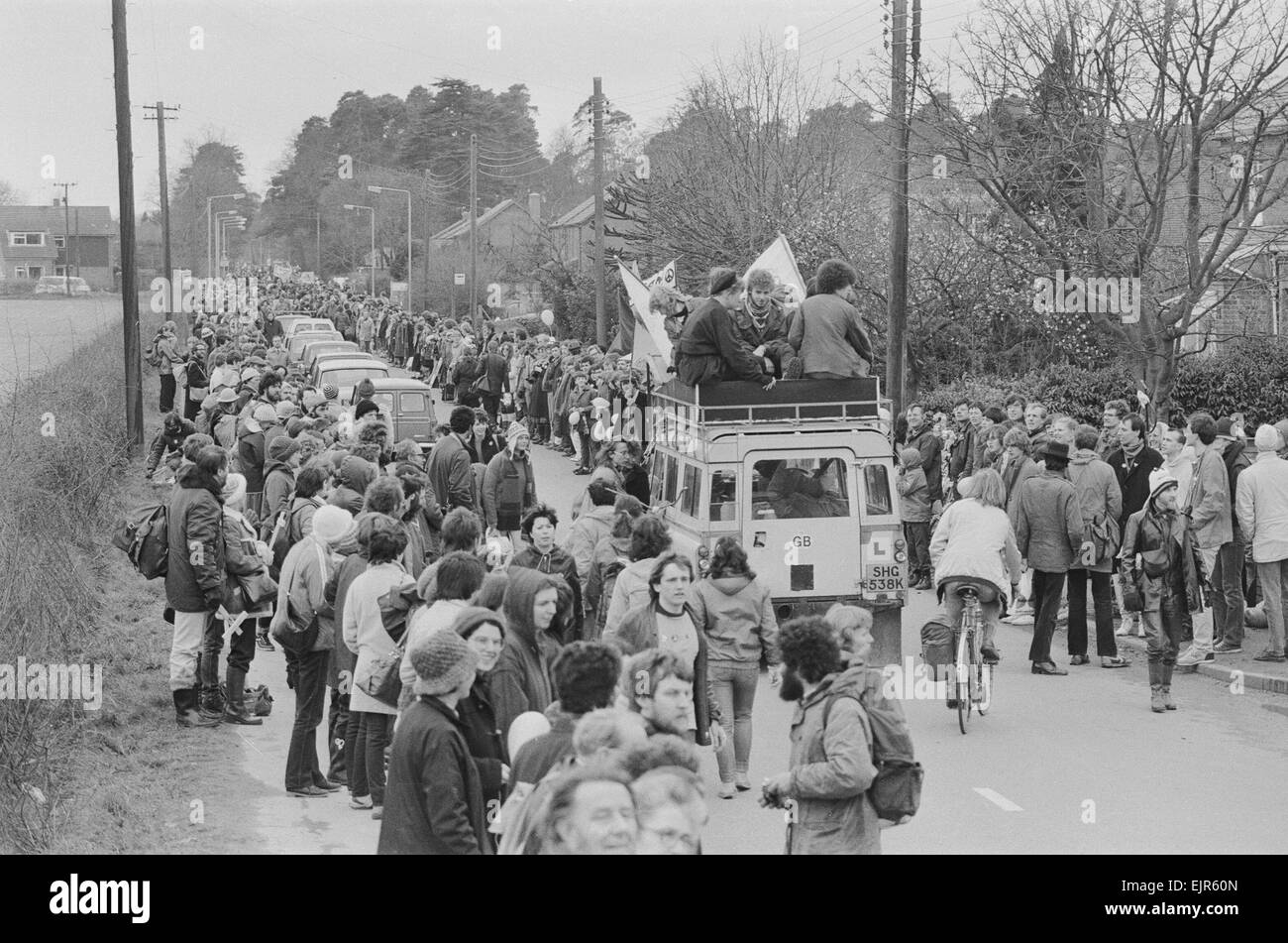 Campaign for Nuclear Disarmament protestors gathered between Greenham ...