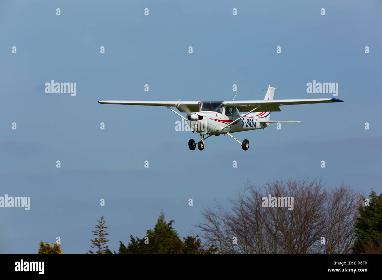 Cessna 152 G-BRNK on final approach to land at Netherthorpe Airfield ...