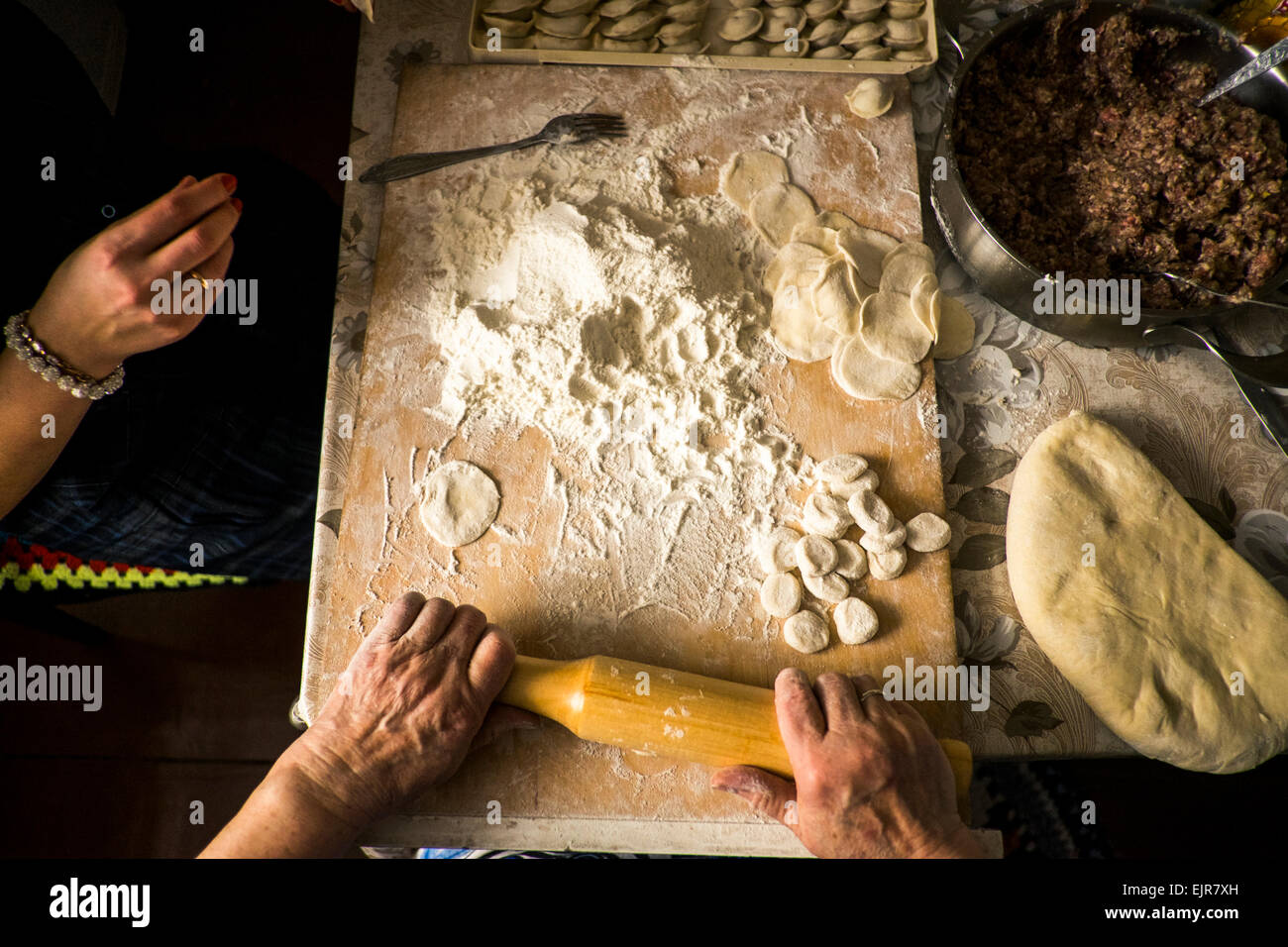 Rolling pastry with hands hi-res stock photography and images - Alamy