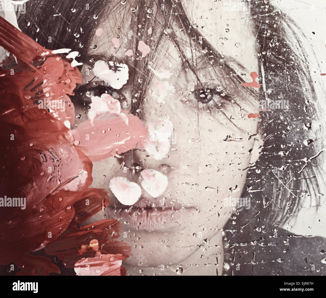 Woman face behind glass hi-res stock photography and images - Alamy