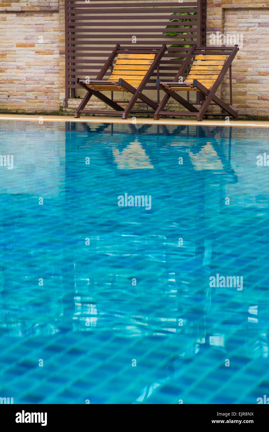 Wooden pool chair hi-res stock photography and images - Alamy