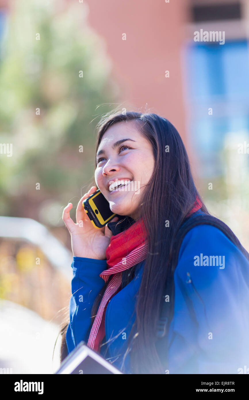 Student reading on phone closeup hi-res stock photography and images ...