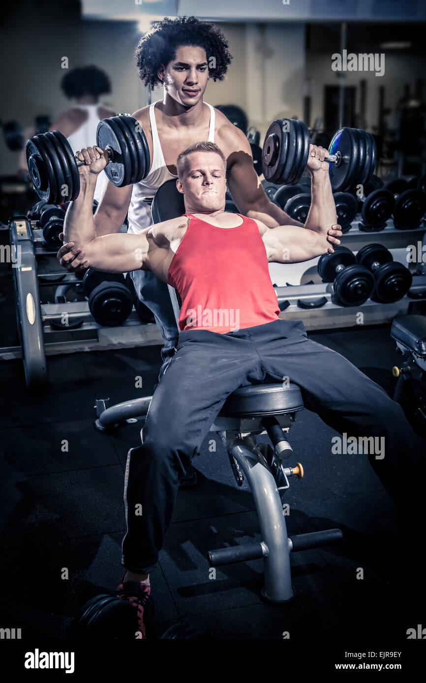 young men at workout in a gym Stock Photo - Alamy
