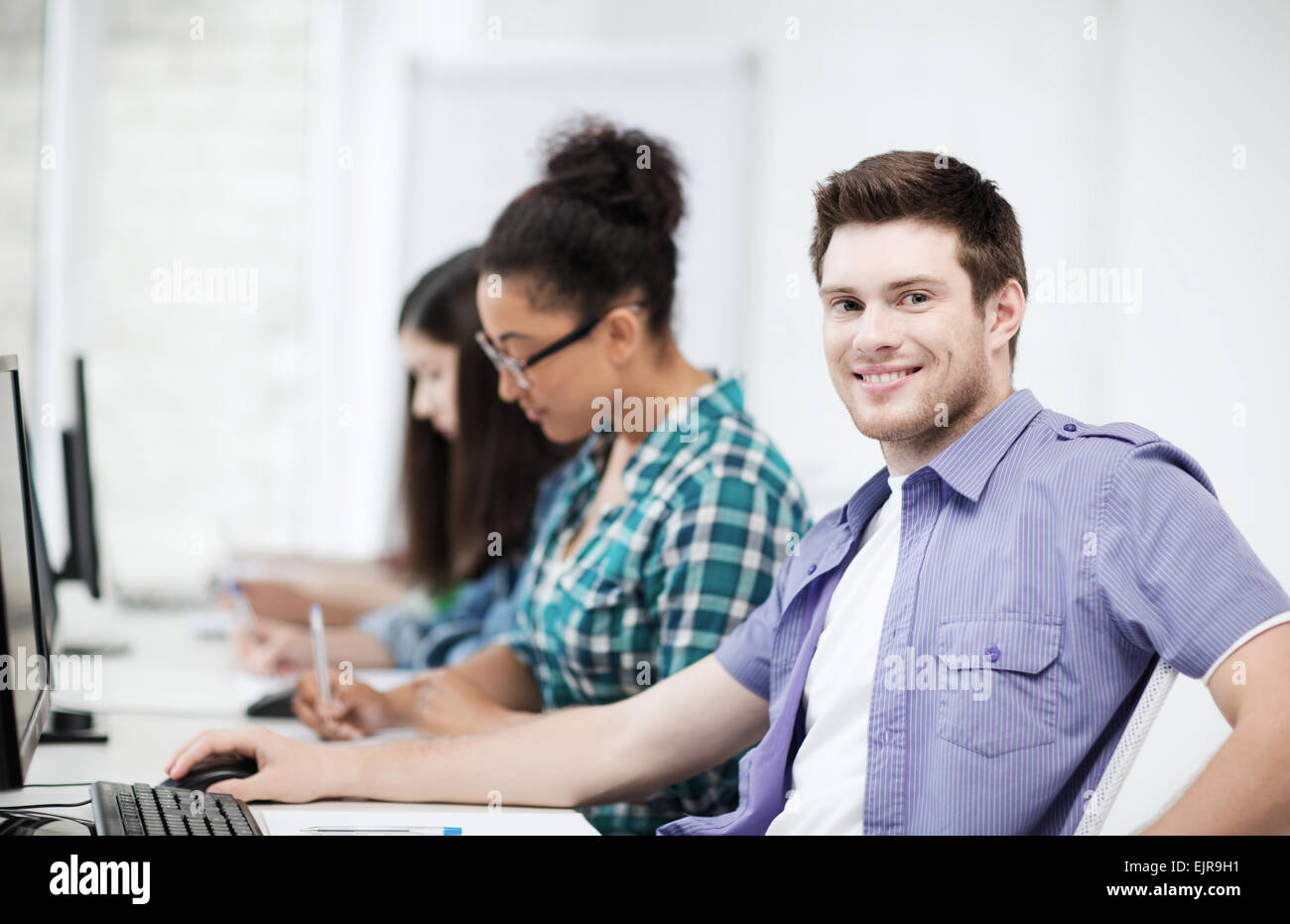 student with computer studying at school Stock Photo - Alamy