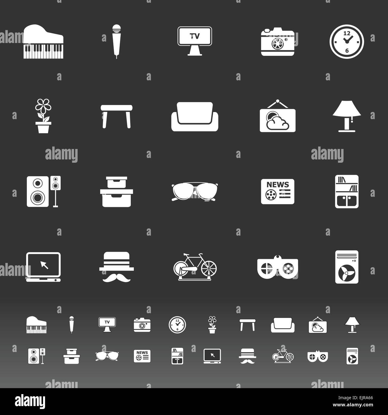 Living room icons on gray background, stock vector Stock Vector Image ...