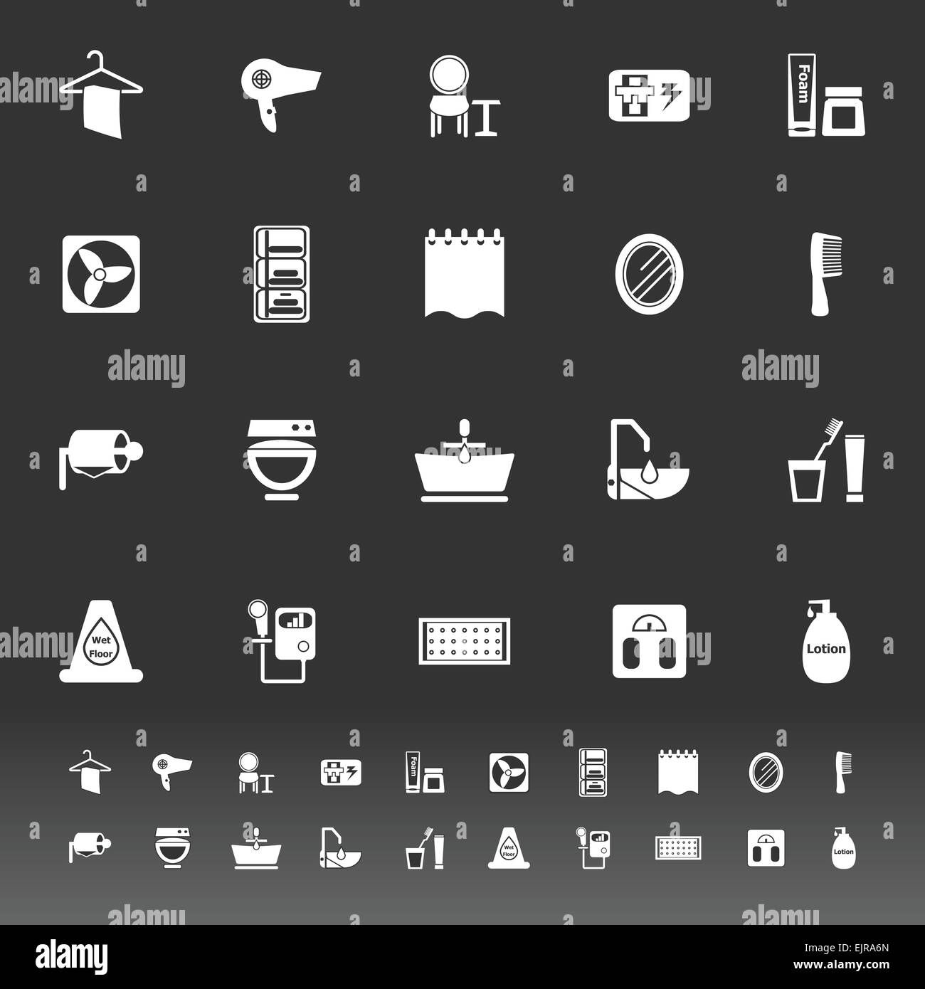 Bathroom icons on gray background, stock vector Stock Vector Image ...