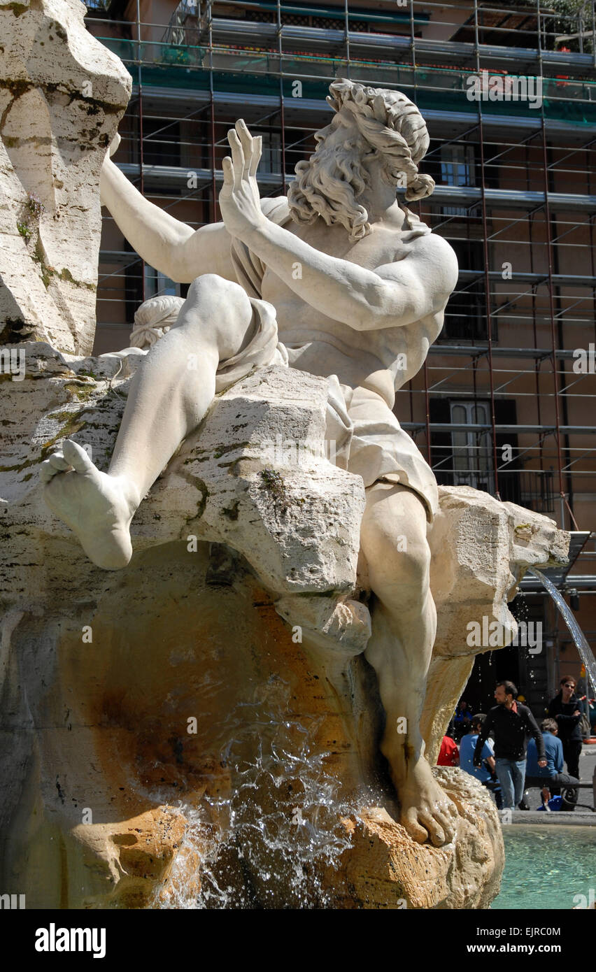 Four Rivers Fountain, Piazza Navona, Rome. 1651, Bernini. Statue ...