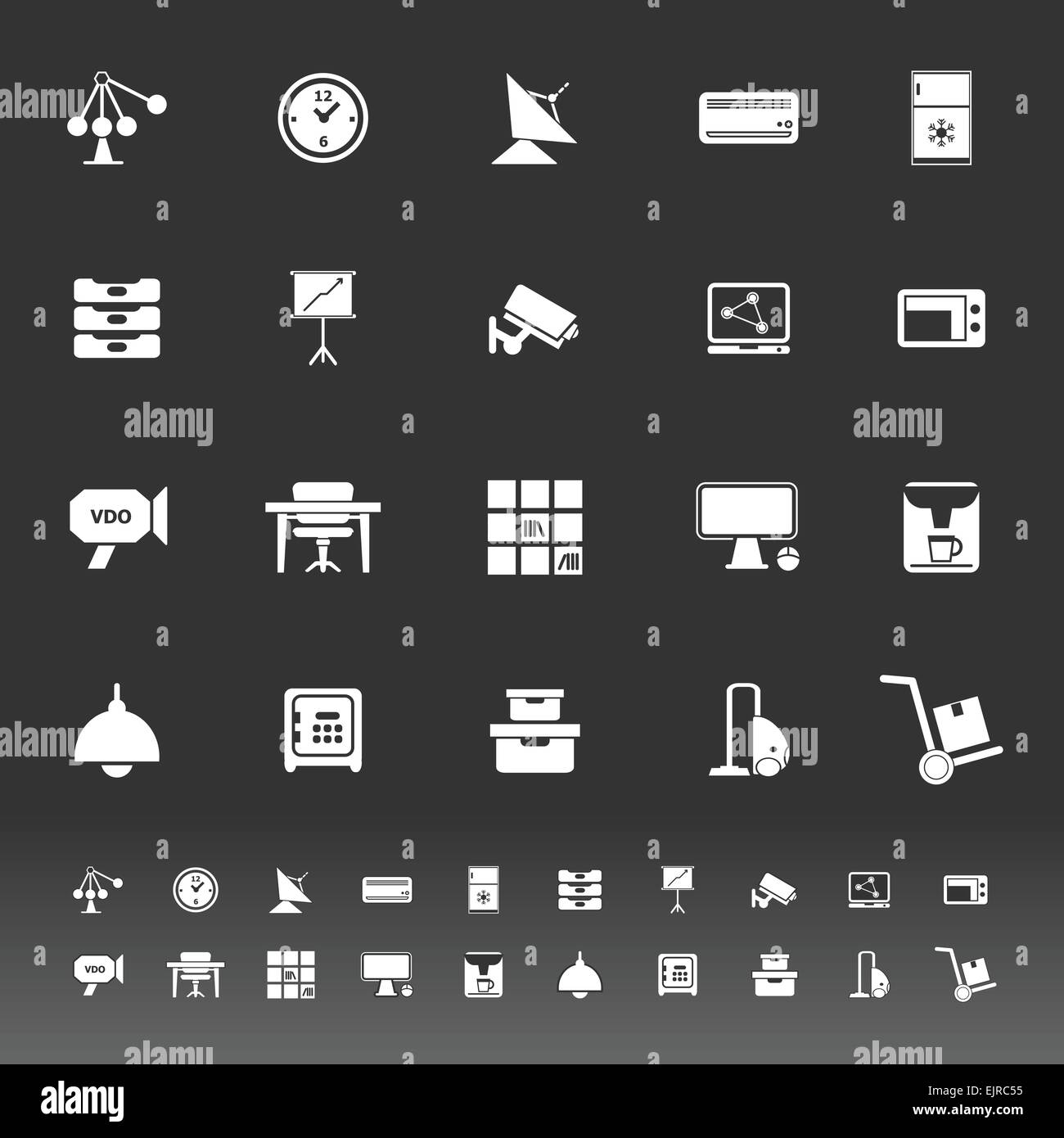 General office icons on gray background, stock vector Stock Vector ...