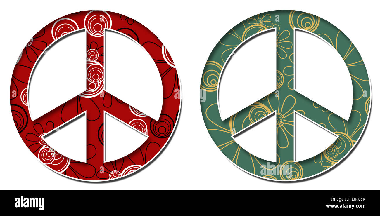 Peace Sign Red Black Green Golden Floral Stock Photo - Alamy