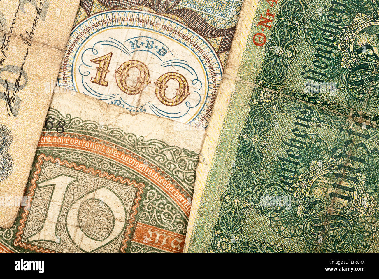 Old German money notes background Stock Photo - Alamy