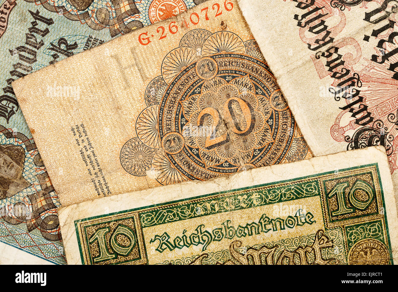 Old German money notes background Stock Photo - Alamy