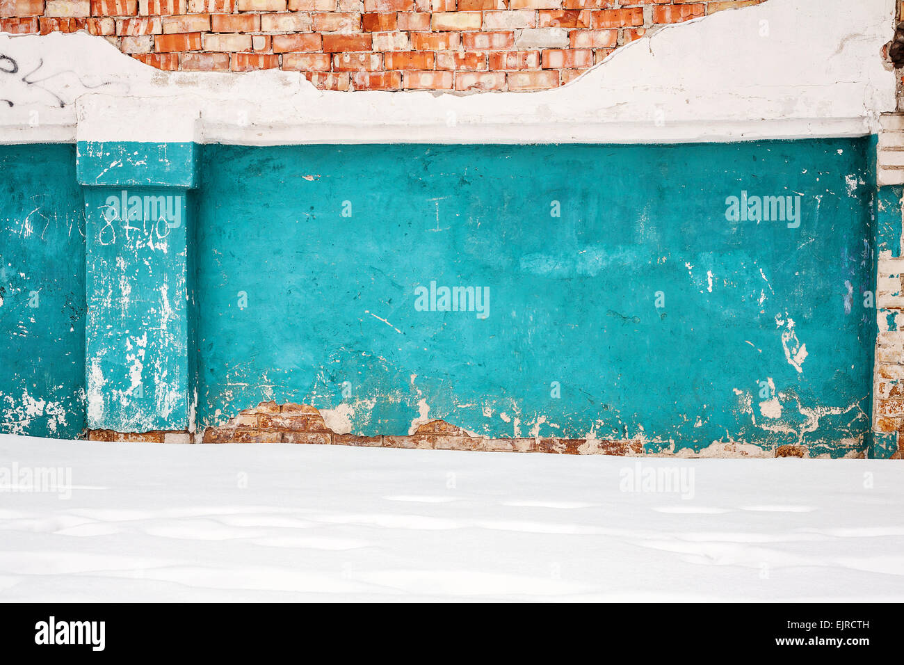 Old weathered blue wall in winter Stock Photo - Alamy