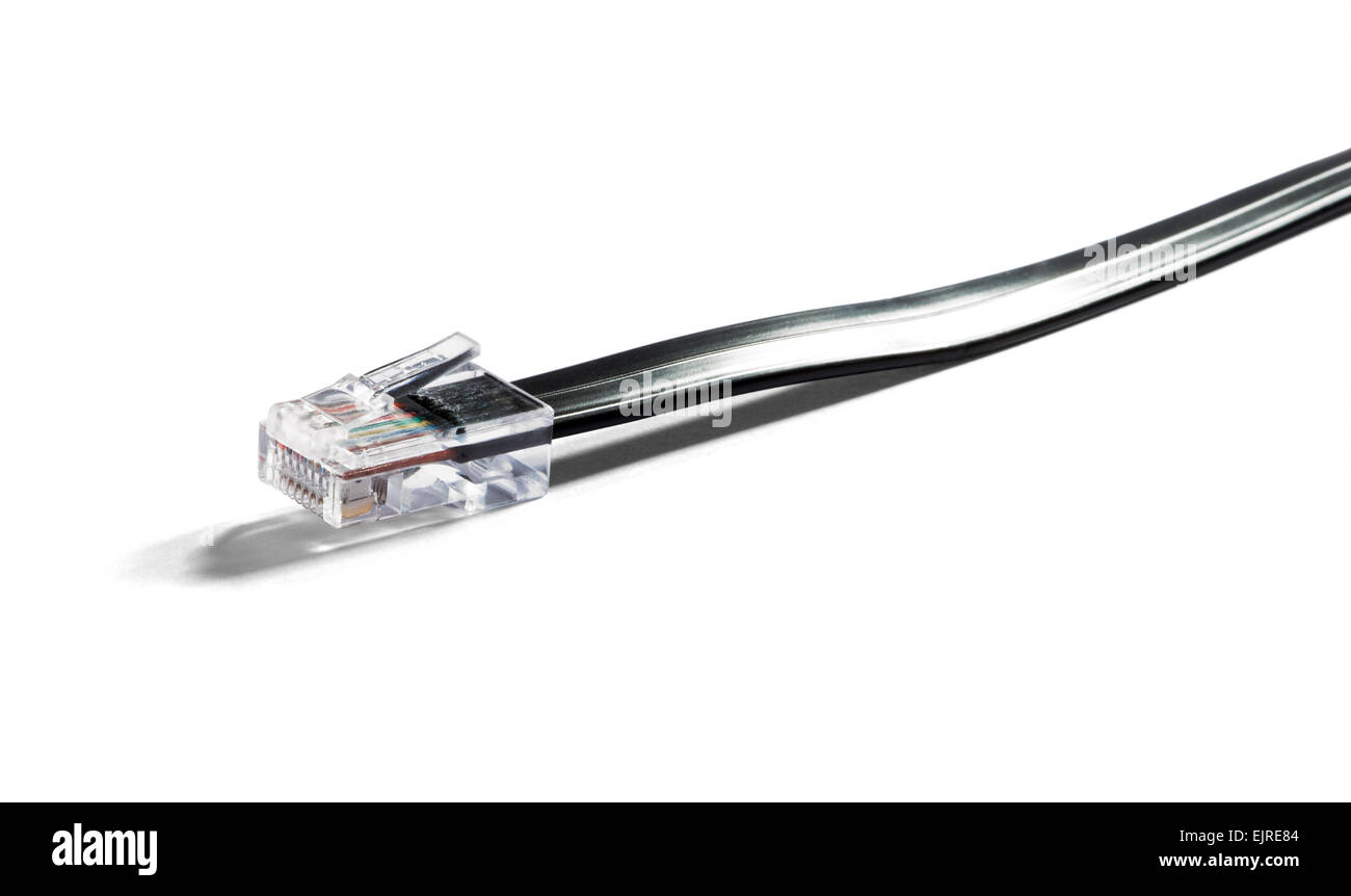 Telephone cable on a white background Stock Photo - Alamy