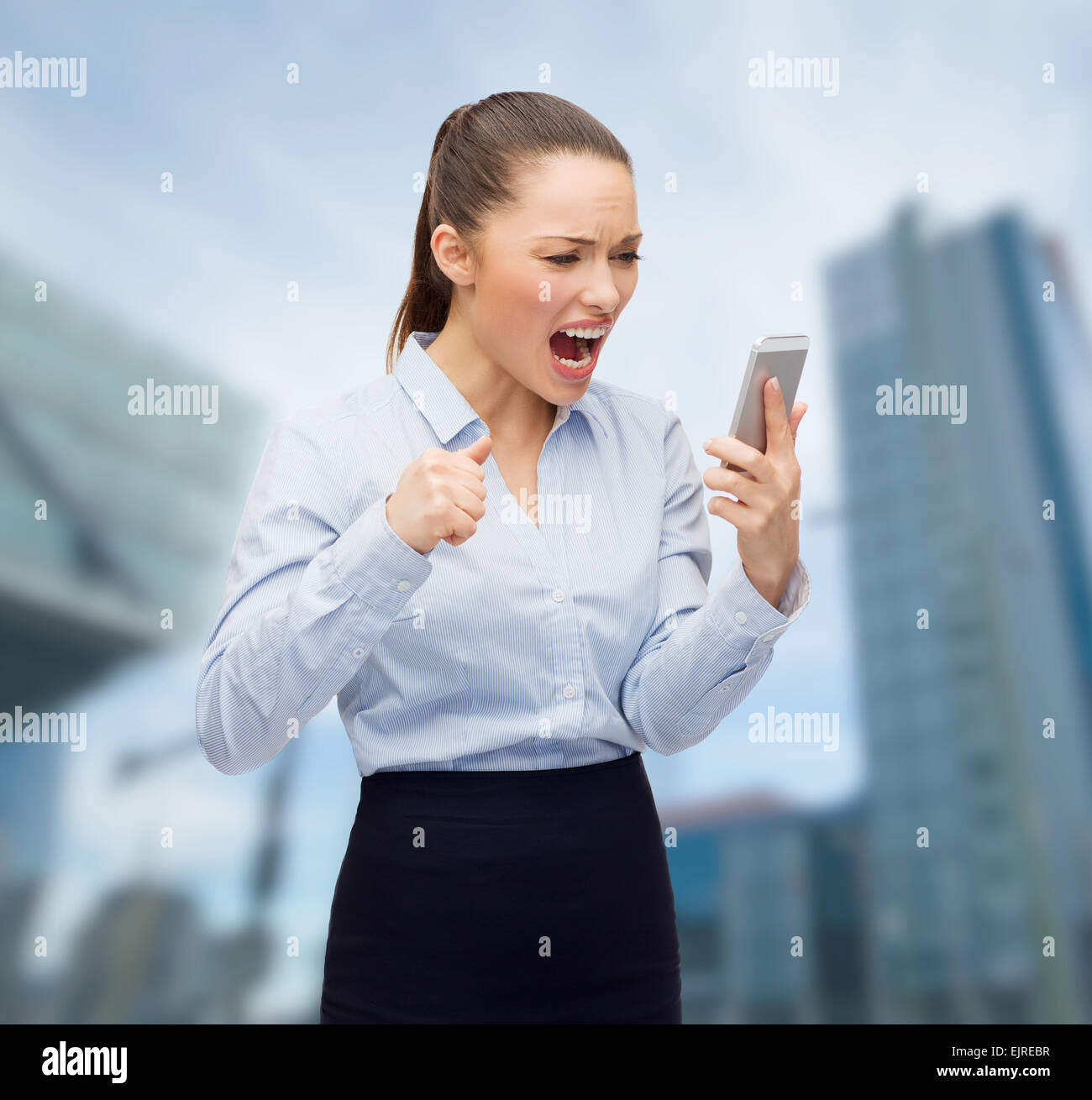 Angry business woman arguing mobile hi-res stock photography and images ...
