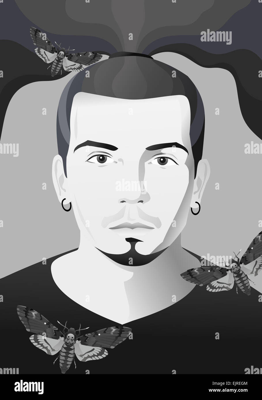 The vector Portrait of Male with Death's-head Hawk moth Stock Photo - Alamy