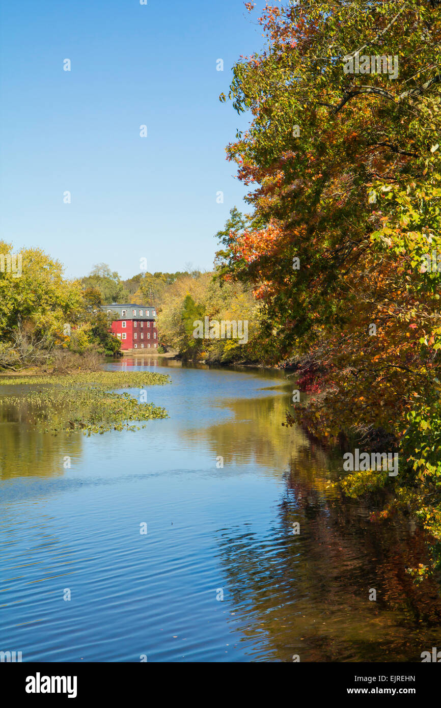 Fall foliage is reflected in the water at Delaware and Raritan Canal ...