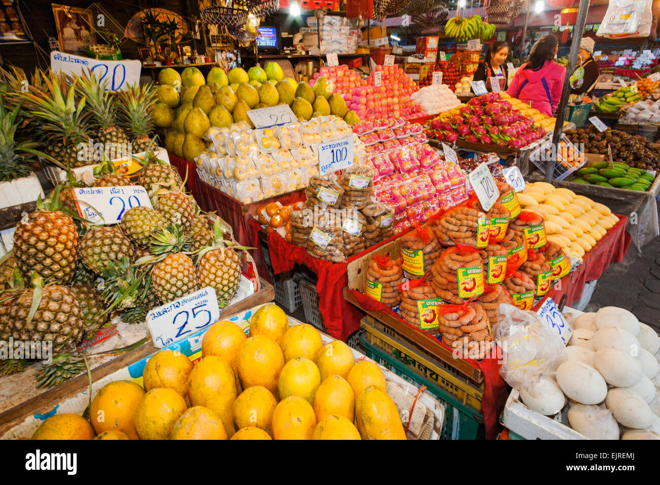 Thailand, Chiang Mai, Warorot Market, Fruit Stall Display Stock Photo ...