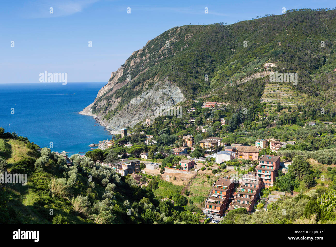 Elevated view over Monterosso al Mare, Cinque Terre, Liguria, Italy ...