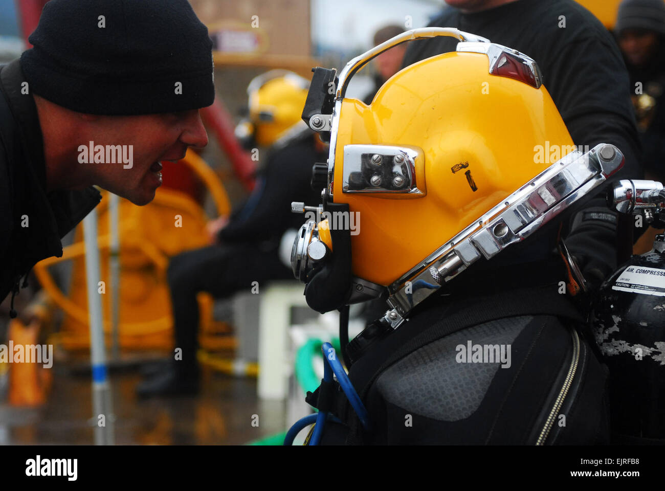 Staff Sgt. Joshua West, diving supervisor, 7th Diving Team, confirms ...