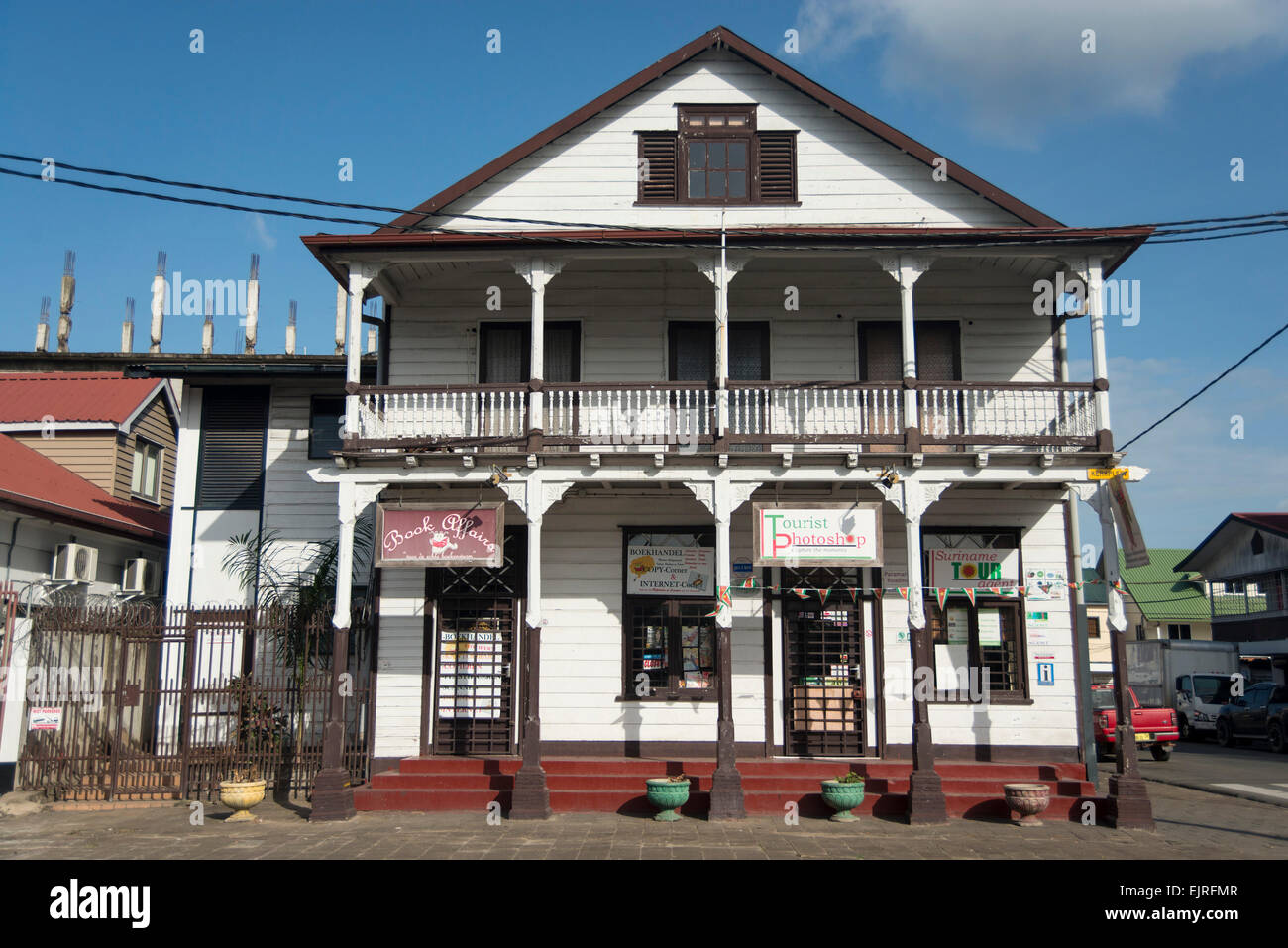 Wooden colonial house in the inner city of Parimaribo, a UNESCO World ...