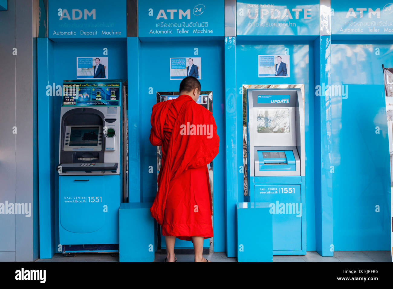 Thailand, Chiang Mai, Buddhist Monk at ATM Machine Stock Photo - Alamy
