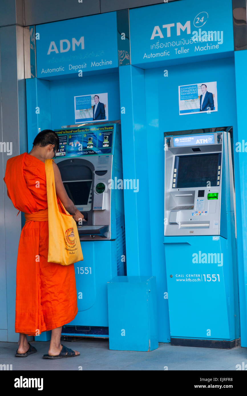 Thailand, Chiang Mai, Buddhist Monk at ATM Machine Stock Photo - Alamy