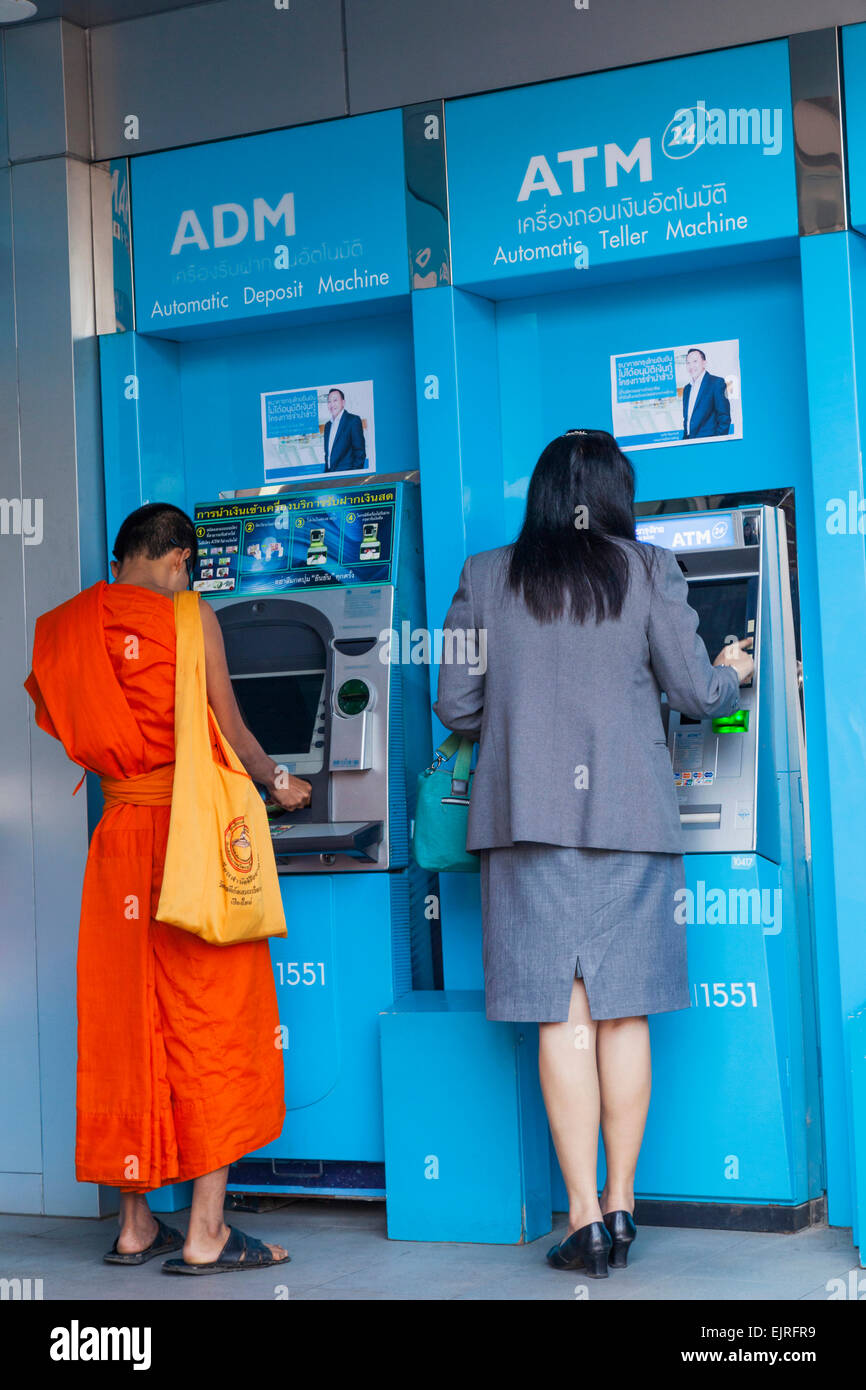 Thailand, Chiang Mai, Buddhist Monk at ATM Machine Stock Photo - Alamy