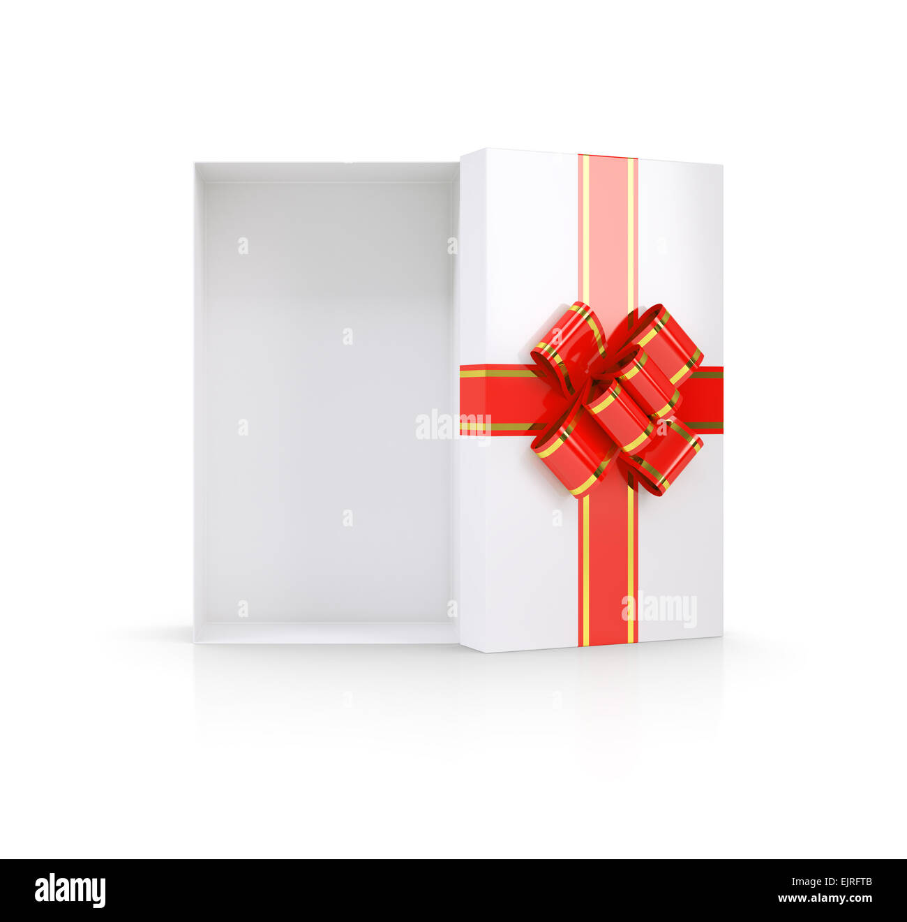 Open empty gift box with red bow and ribbon. Isolated Stock Photo - Alamy