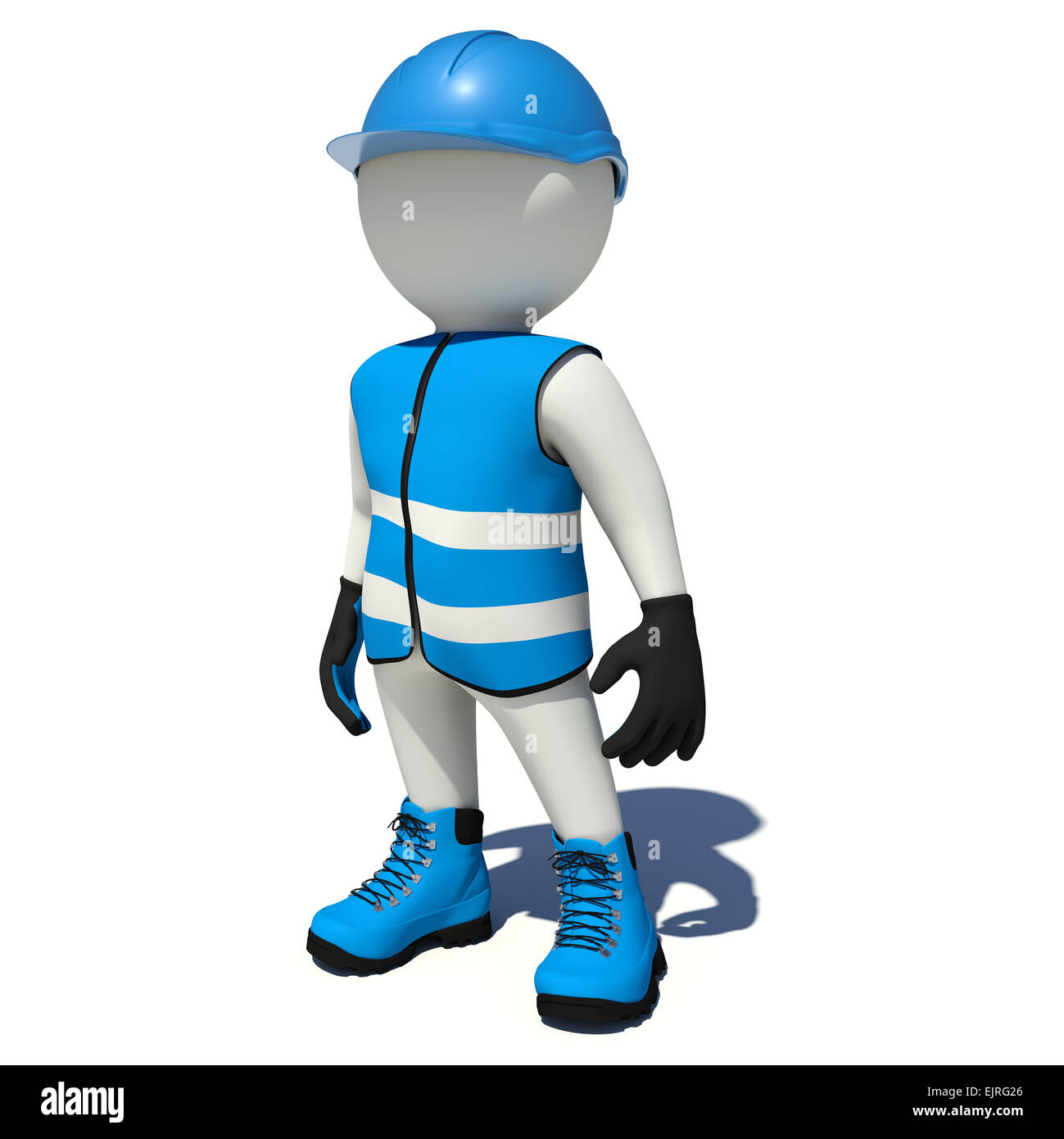 Worker in blue overalls. Isolated Stock Photo - Alamy