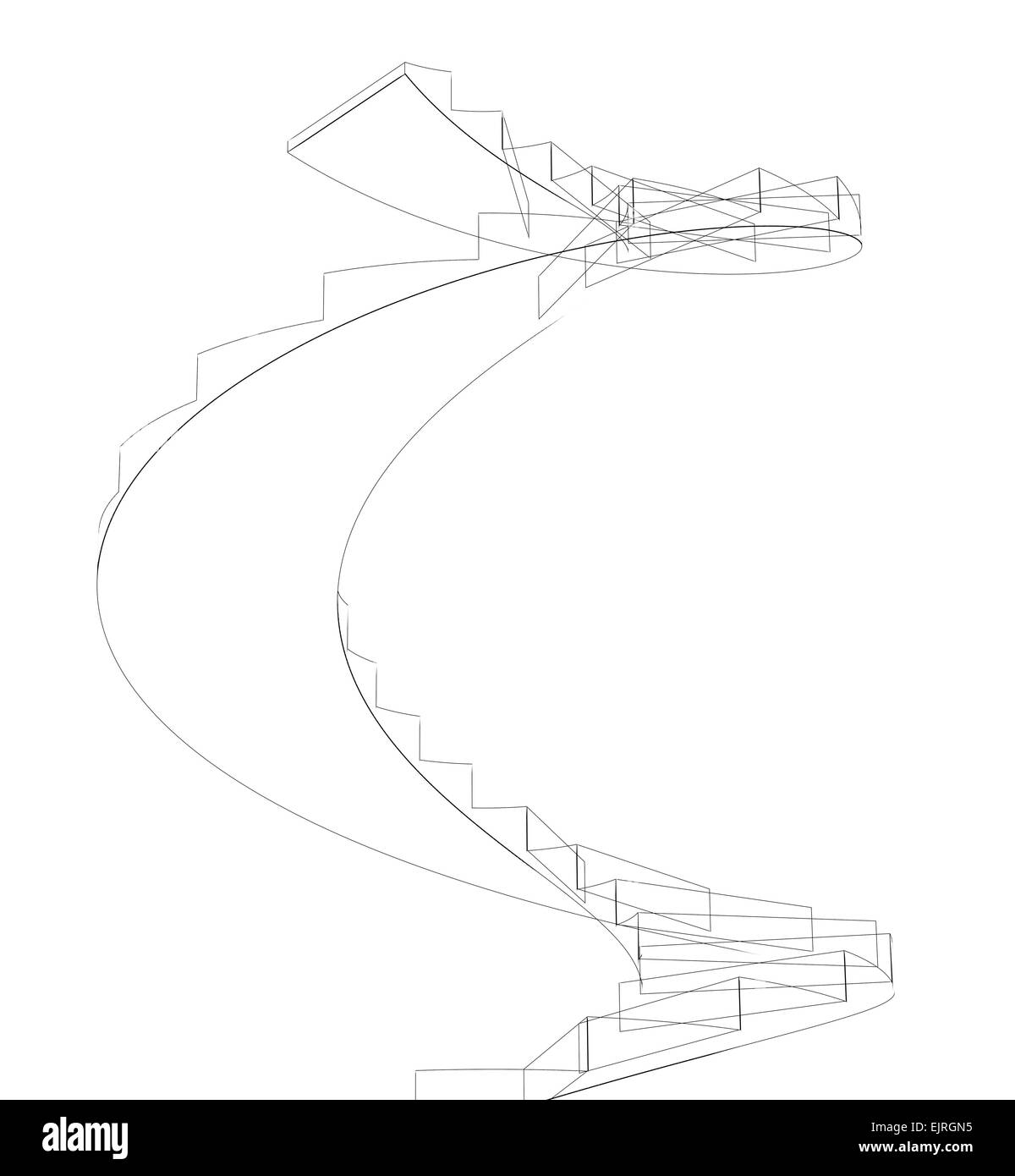 Wire-frame spiral stairs. Isolated Stock Photo - Alamy