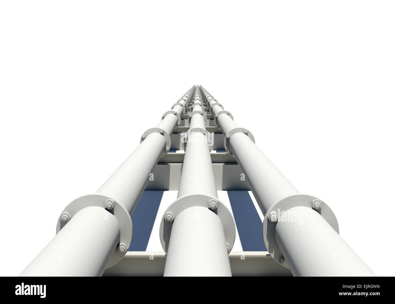 Three pipes stretching into distance. Isolated. Industrial concept ...