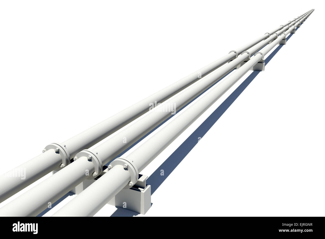 Three white industrial pipes stretching into distance. Isolated Stock ...