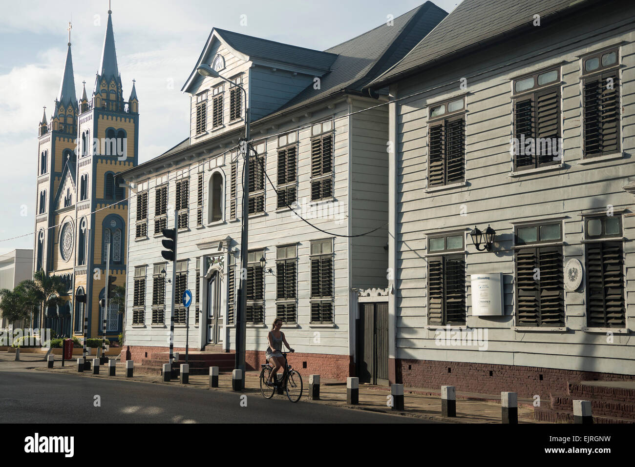 St Peter and Paul cathedral, wooden colonial buildings in the inner ...