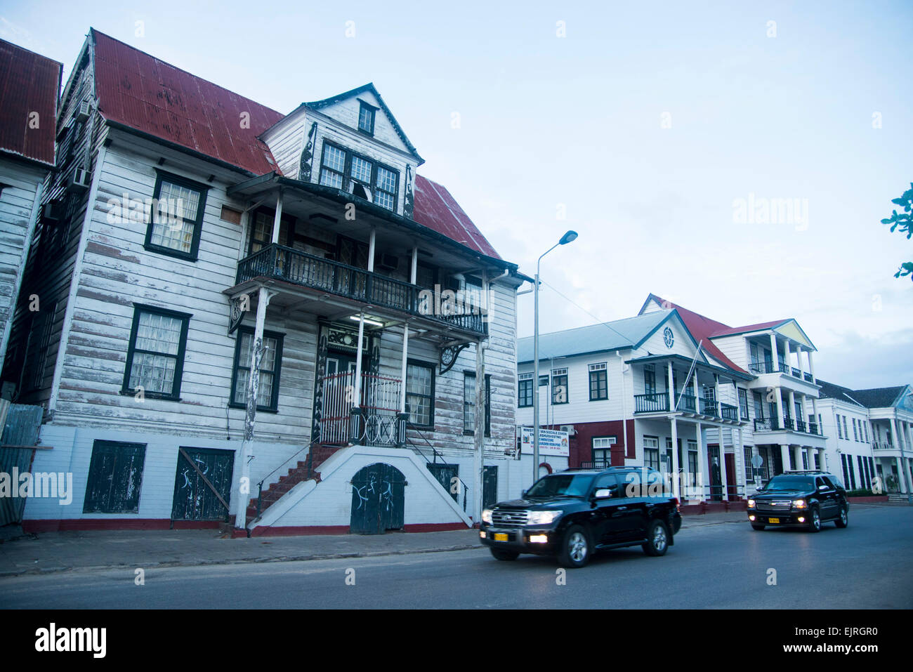 Ministry of Social Affairs, old wooden colonial building in the inner ...