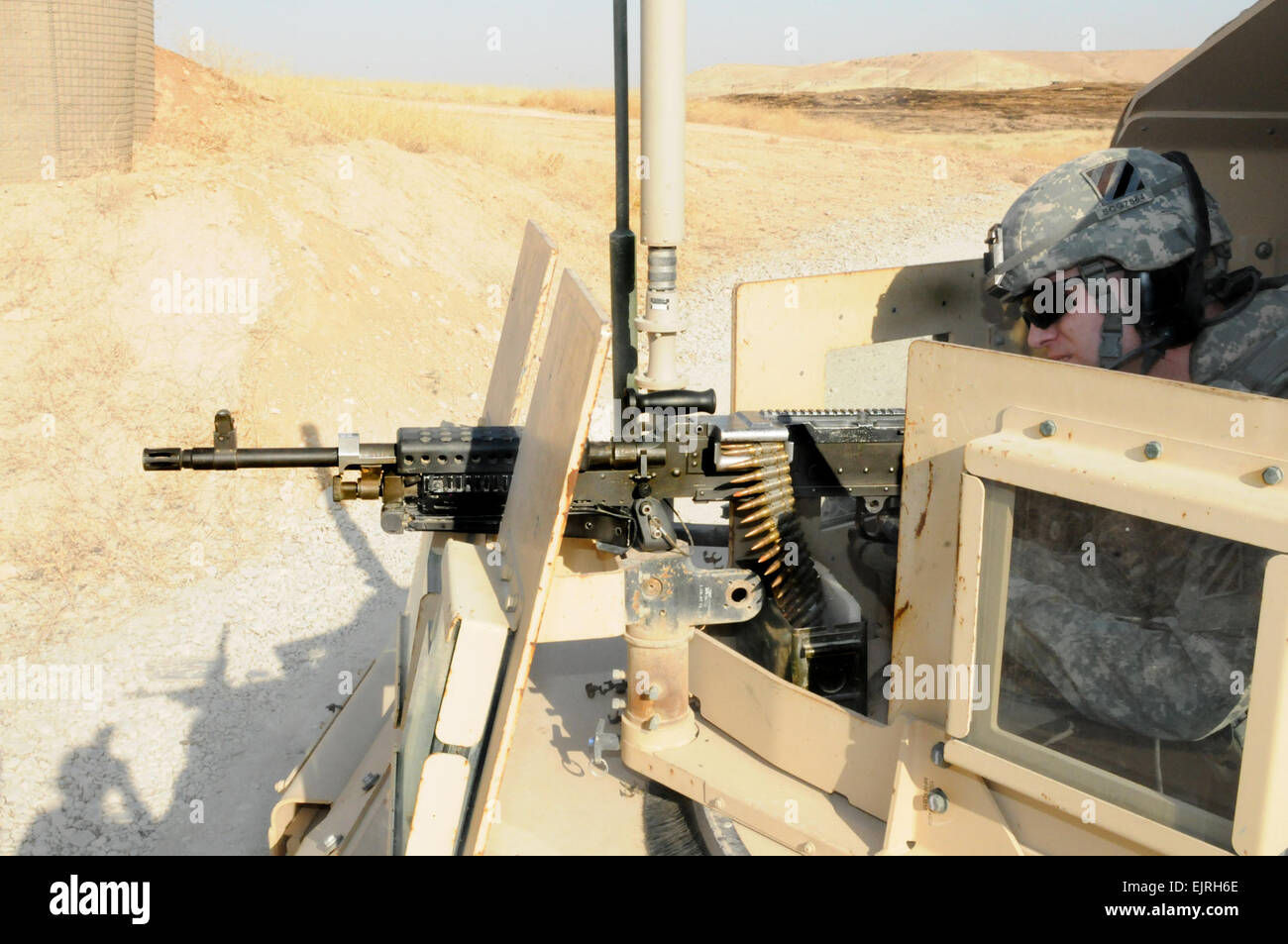 Spc. Evin Galbreath gets some trigger time July 16 at the COS Marez ...