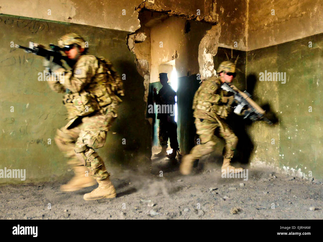 U.S. Army soldiers demonstrate how to secure a room during Military ...