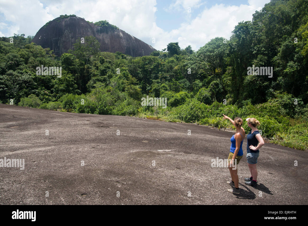 Hikers on Voltzberg Mountain, Central Suriname Nature Reserve, Suriname ...