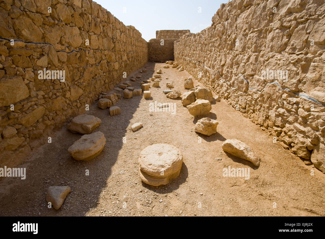 One of the storerooms on the top of the rock Masada in Israel Stock ...