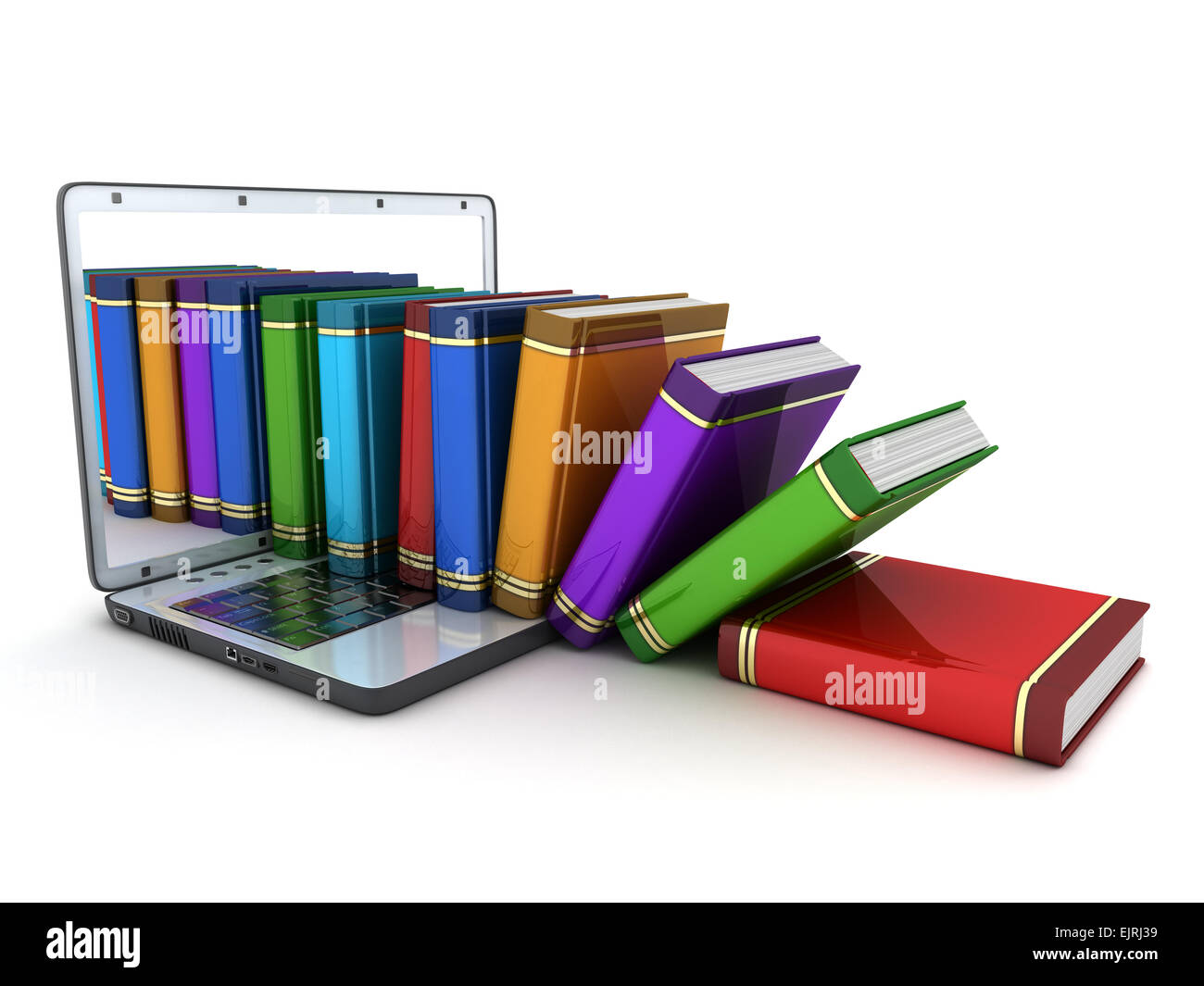 books and computer on white background (done in 3d Stock Photo - Alamy