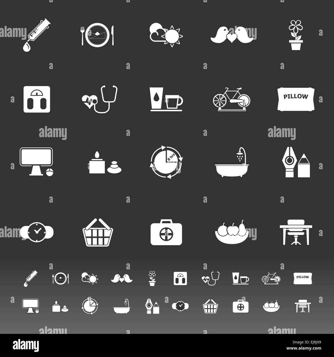 Health behavior icons on gray background, stock vector Stock Vector ...