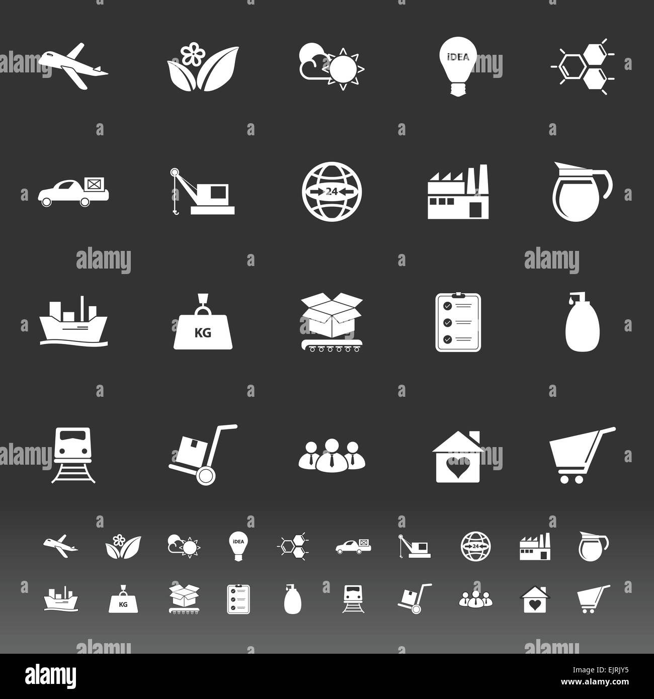 Supply chain and logistic icons on gray background, stock vector Stock ...