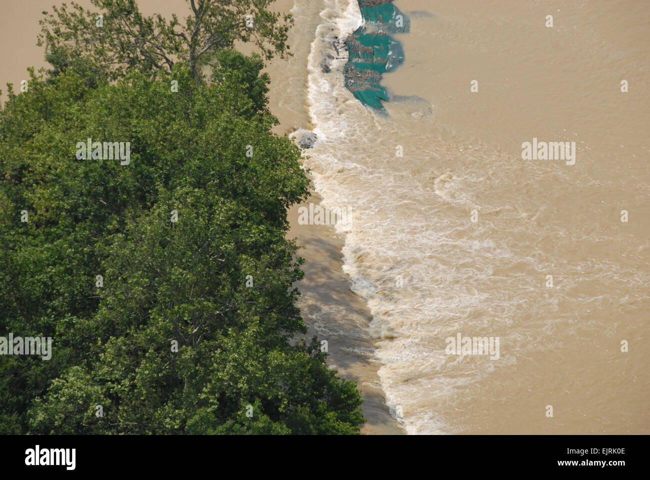 An aerial view of flood damage to southern Indiana from an UH-60 ...